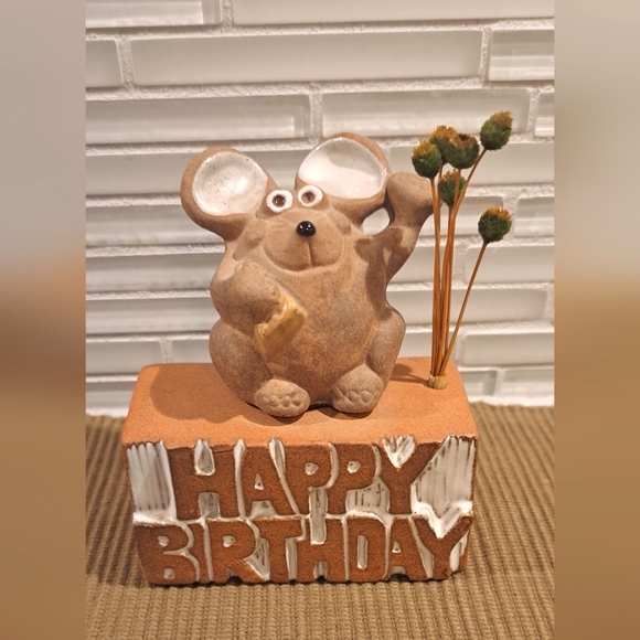 Art | Vintage Ceramic Stoneware Happy Birthday Mouse Pottery Craft ...